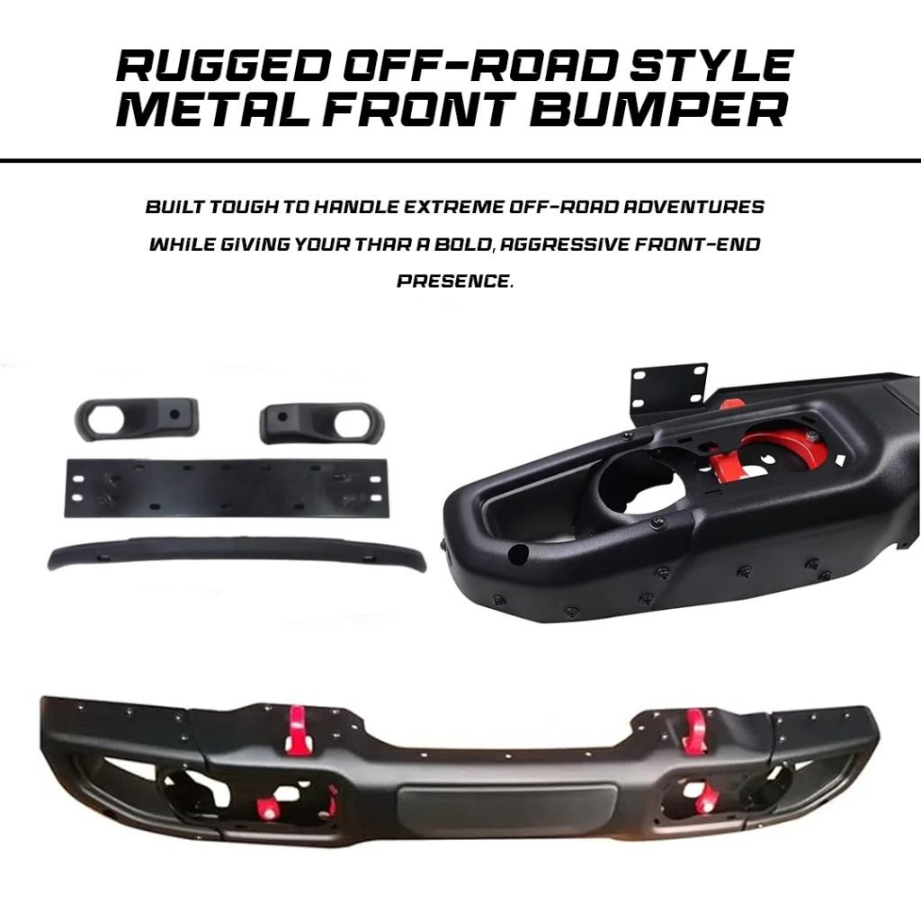 Mahindra Thar & Thar ROXX Front Wrangler Style Metal Bumper - ROAVION ...