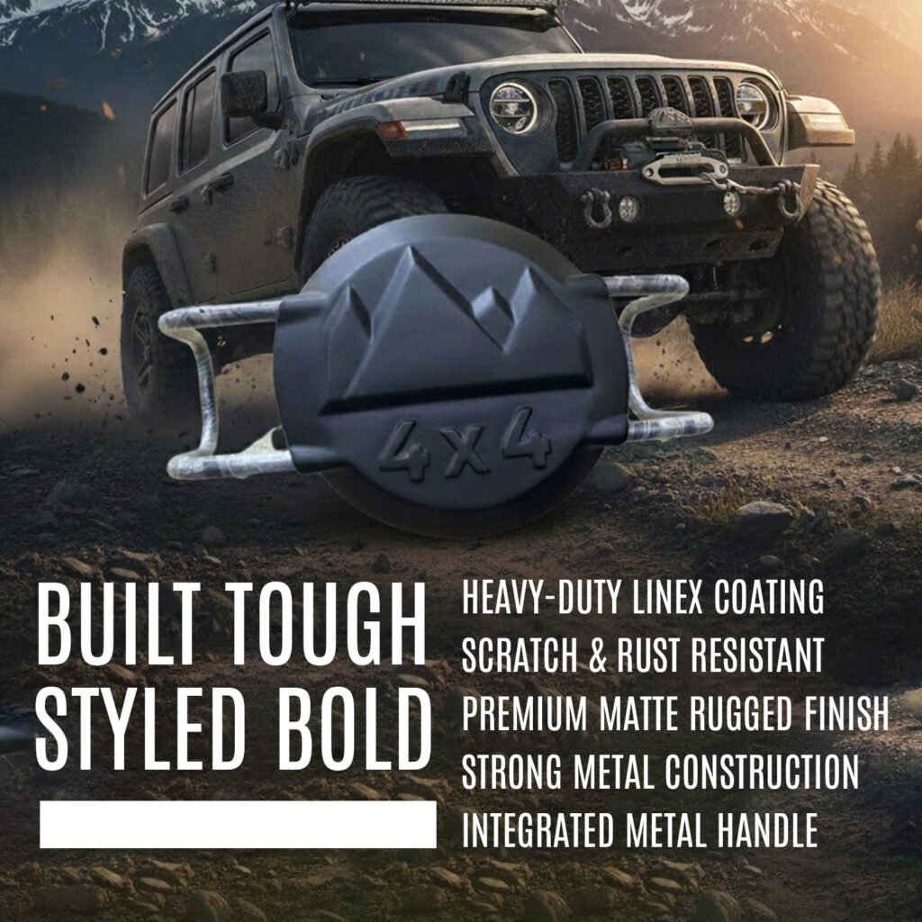 Mahindra Thar Stepney Cover with Linex Coating and Metal Handle ...